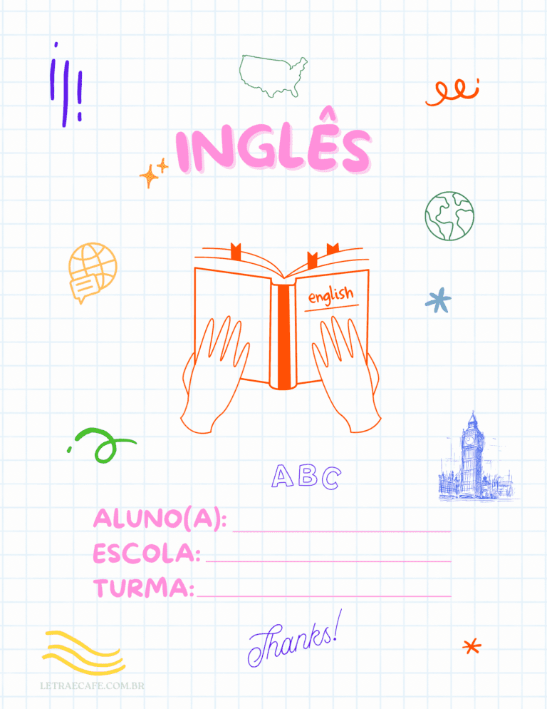 Capa de caderno para imprimir grátis - Letra & Café